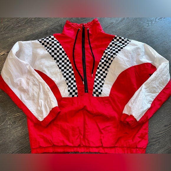 Jackets & Coats | Vintage Red White Racing Checker Bomber Womens Ml ...